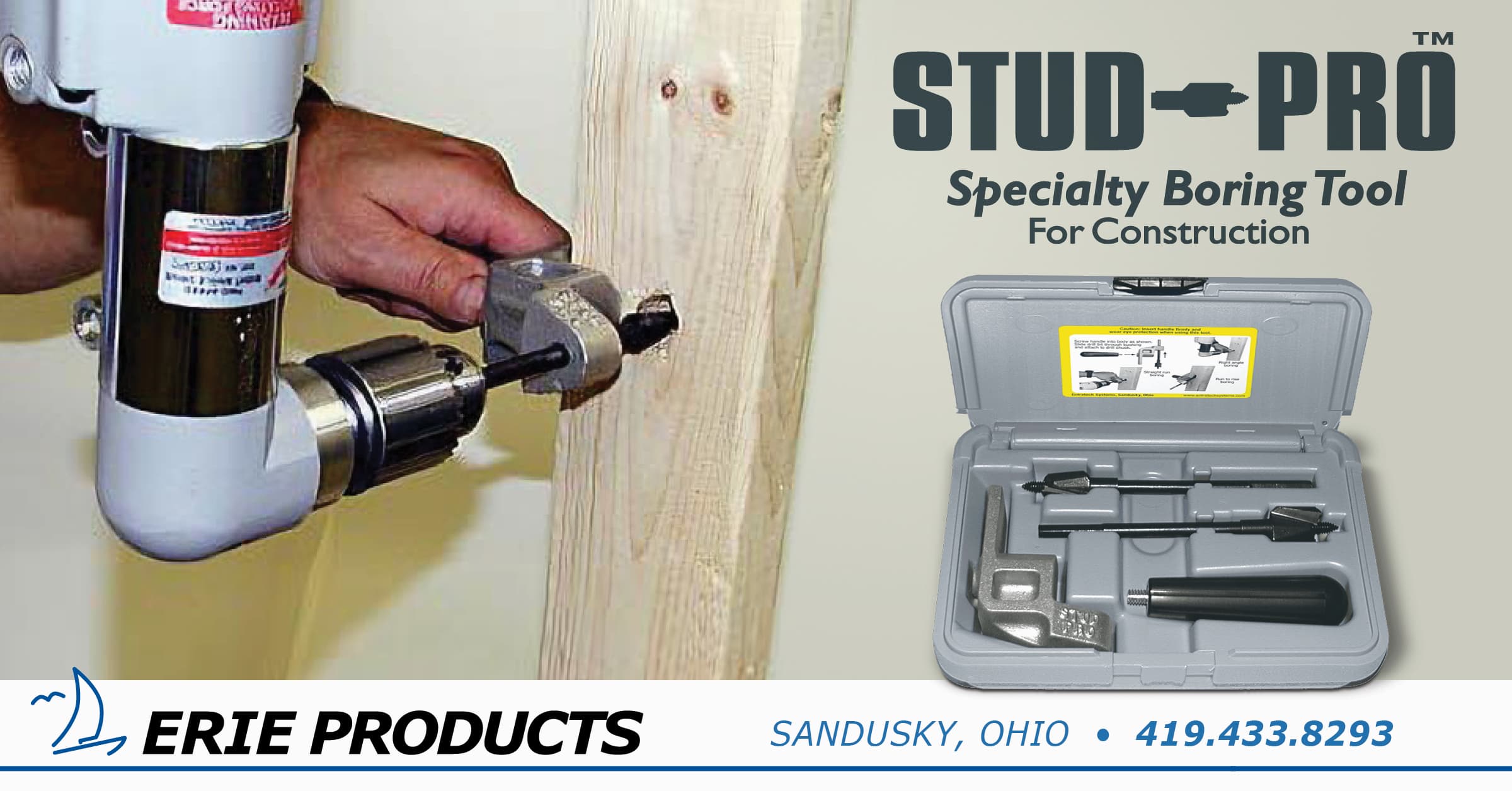 Erie Products: Stud-Pro Specialty boring tool for construction